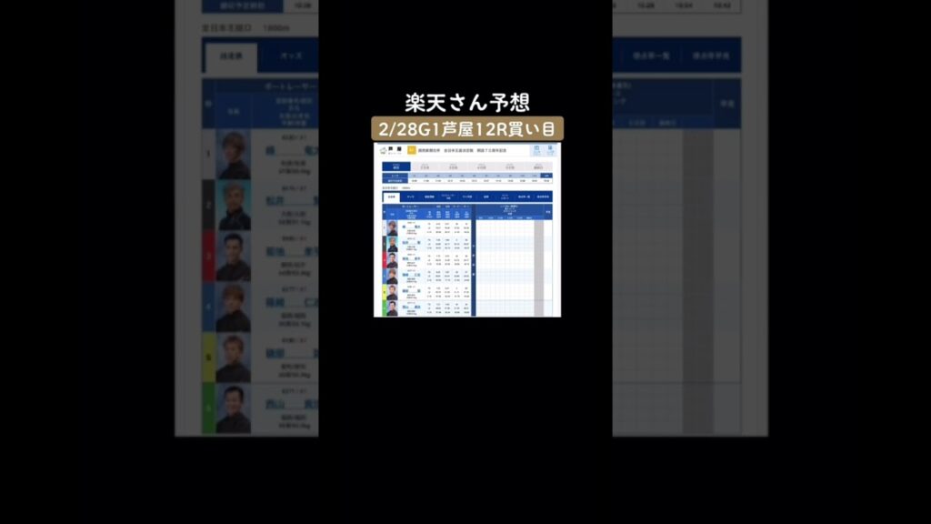 芦屋競艇2/28 12R G1全日本王座D 読売新聞社杯全日本王座決定戦開設70周年記念前日買い目予想 #shorts #競艇予想 #g1 #前日予想 #芦屋競艇 #楽天さん予想 #ボート ...